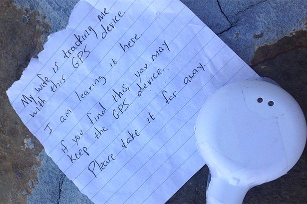Husband Leaves GPS Tracking Device & Note Behind